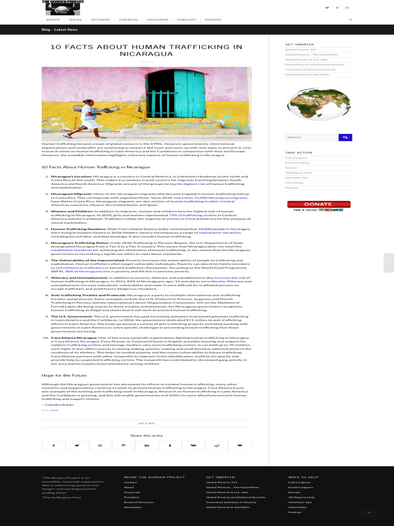 10 Facts About Human Trafficking in Nicaragua - The Borgen Project | PDF | Human Trafficking ...