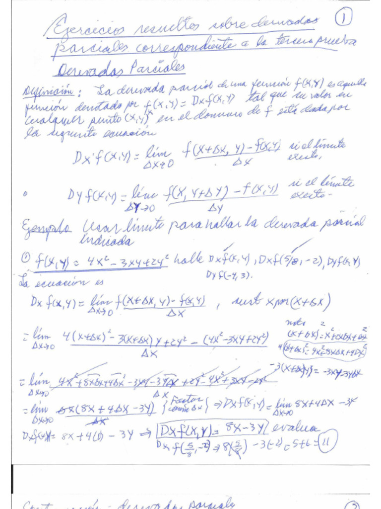 Ejercicios Resueltos de Derivadas Parciales | PDF
