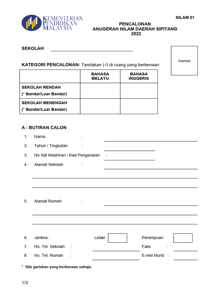 2022 - Borang Pencalonan Anugerah Nilam | PDF 2022 - Borang Pencalonan Anugerah Nilam | PDF