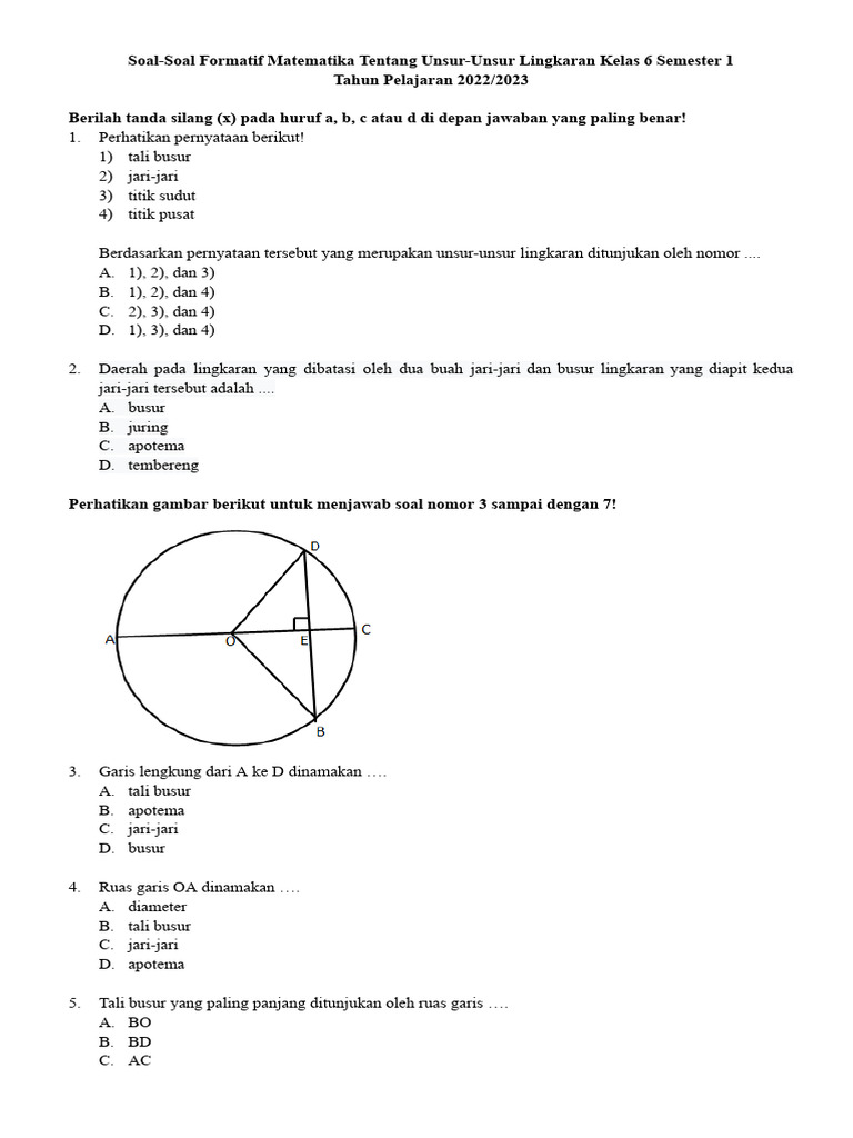 Unsur-Unsur Lingkaran | PDF | Metode & Bahan Ajar