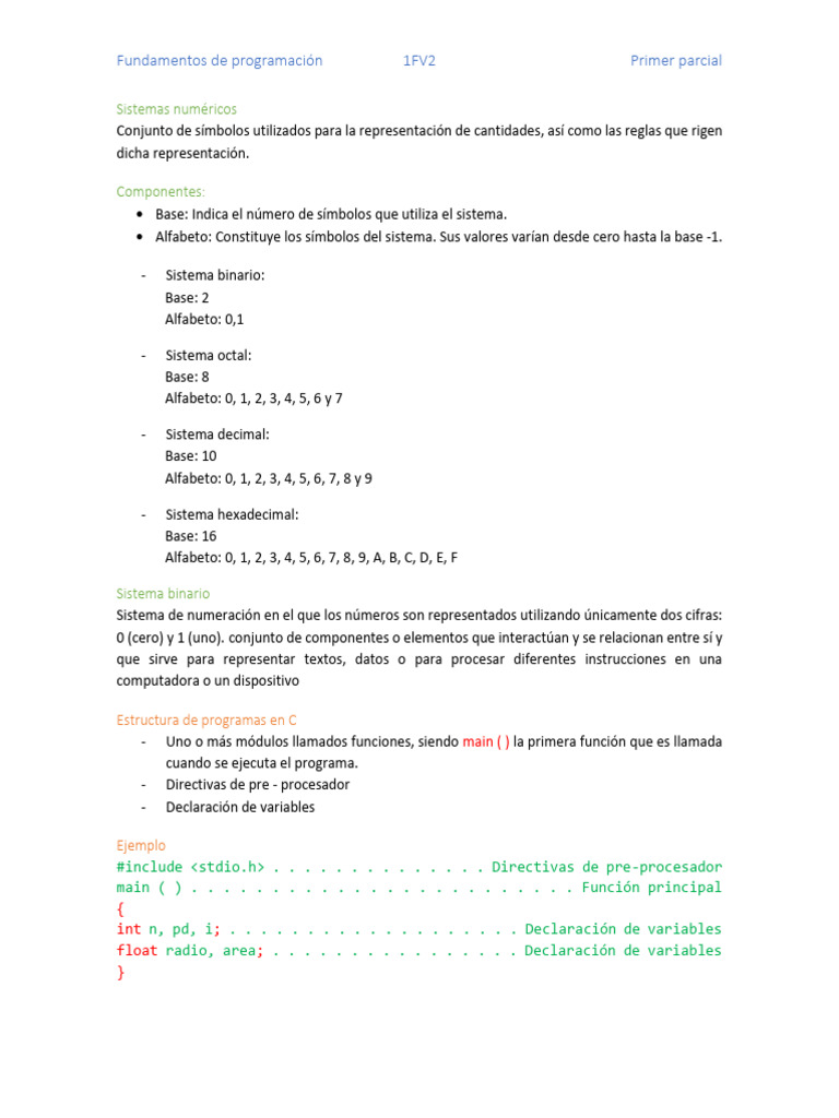 Fundamentos de Programación en C y Tipos de Datos | PDF | Lenguaje de ...