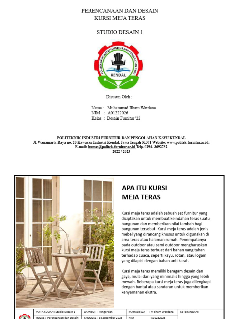 A01222026. Konsep Desain Set Kursi Meja Teras | PDF