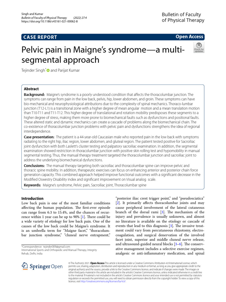 Pelvic Pain in Maigne's Syndrome-A Multi-Segmental Approach | PDF ...