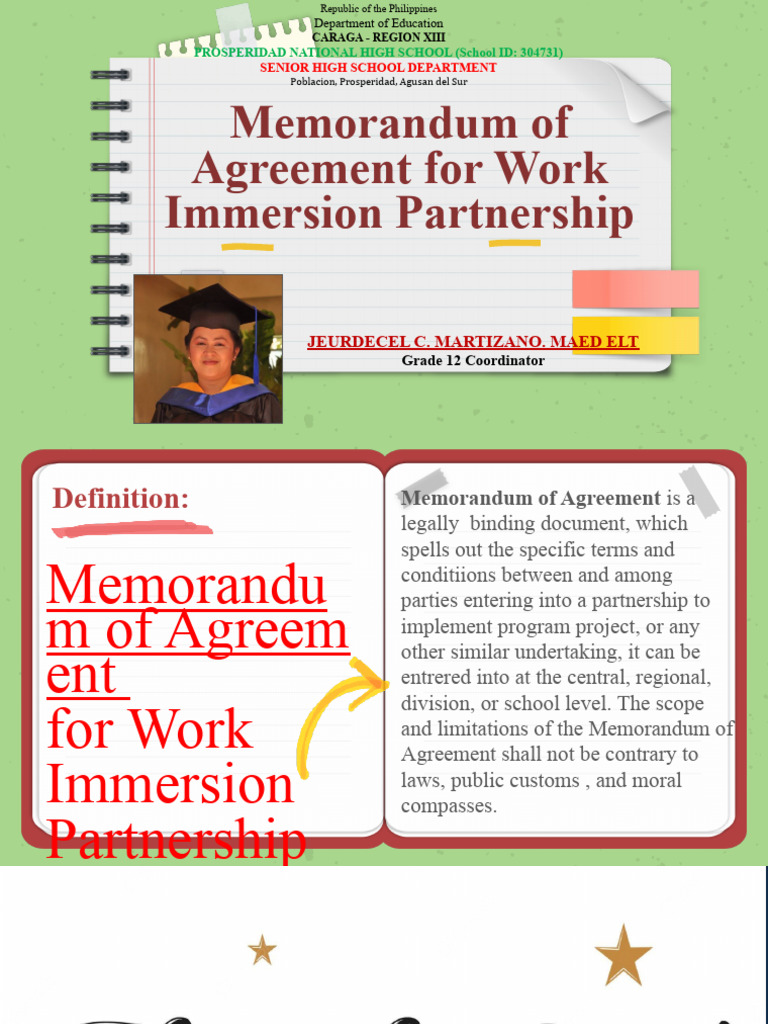 MOA in Work Immersion Partnership | PDF