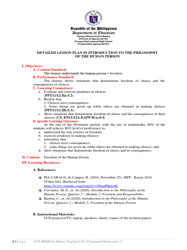 Freedom and Responsibility Lesson Plan | PDF | Free Will | Teachers