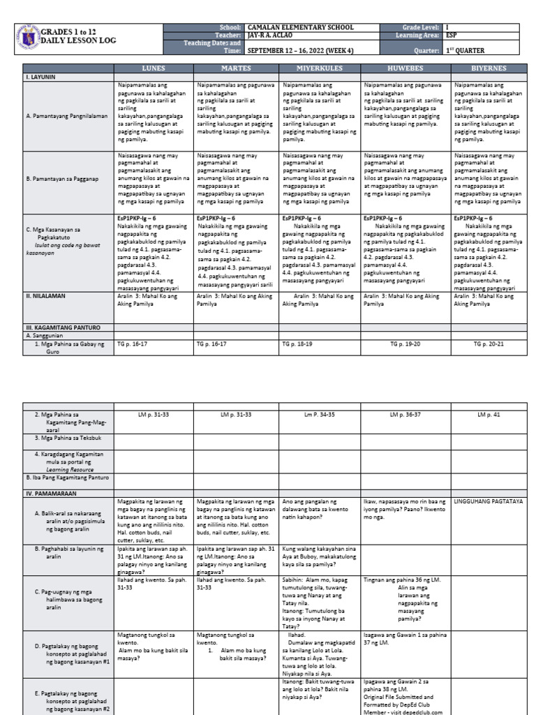 DLL_ESP 1_Q1_W4 | PDF