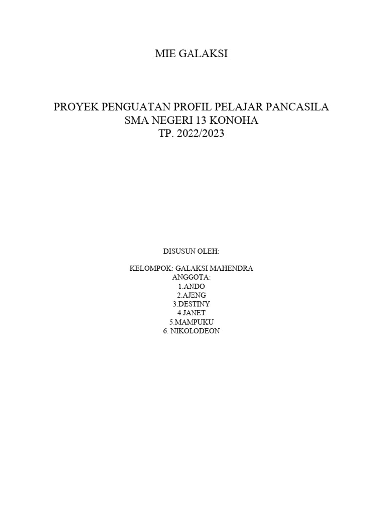 Proposal Usaha Mie Galaksi | PDF