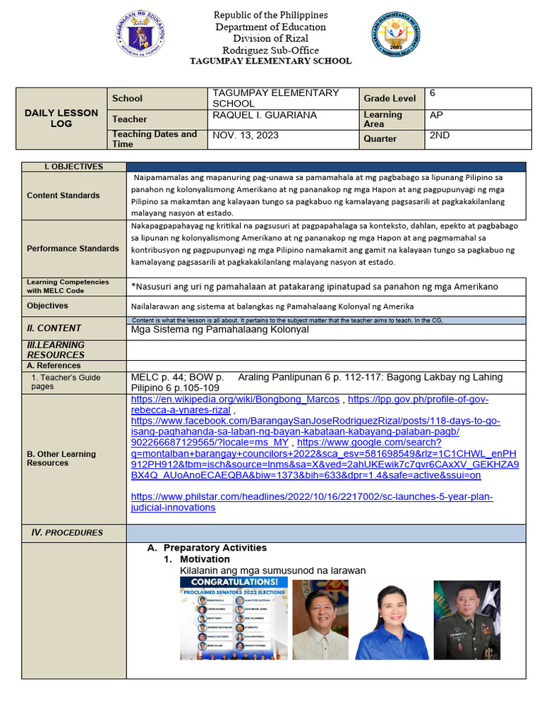 Ap 6 Q2 WK1 Day 1 | PDF