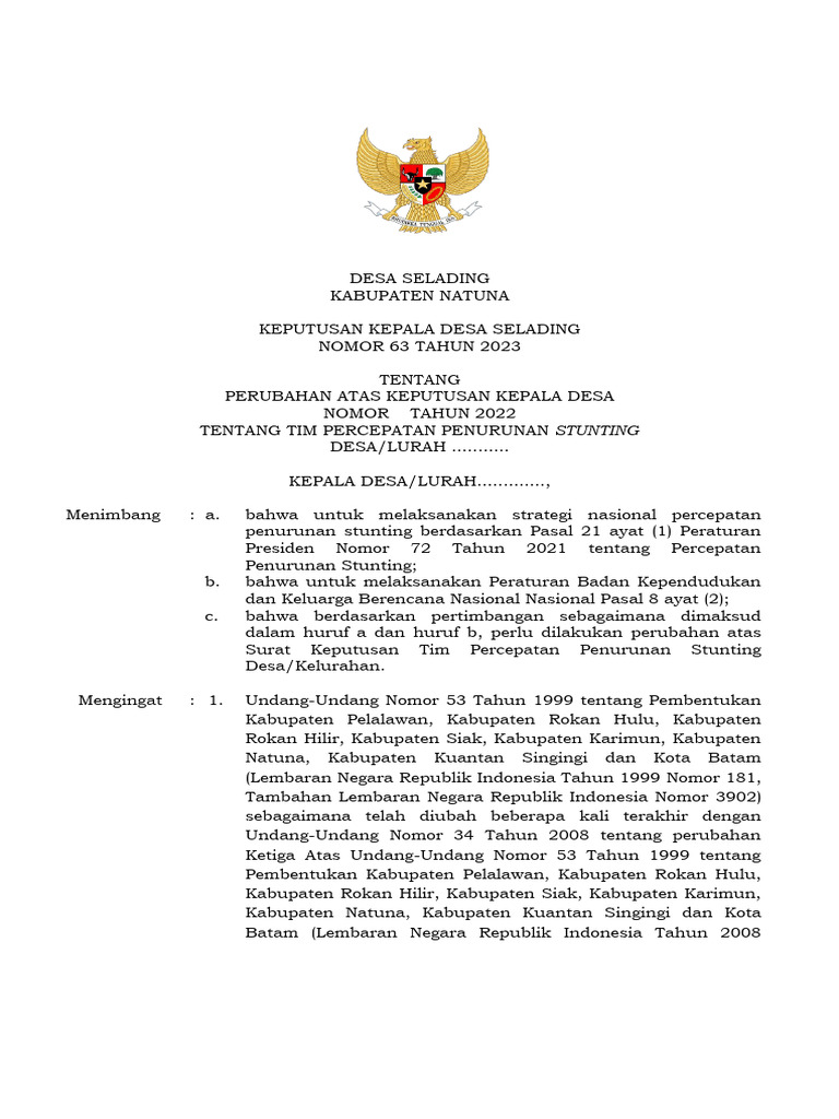 Draft SK TPPS Desa, Kelurahan | PDF