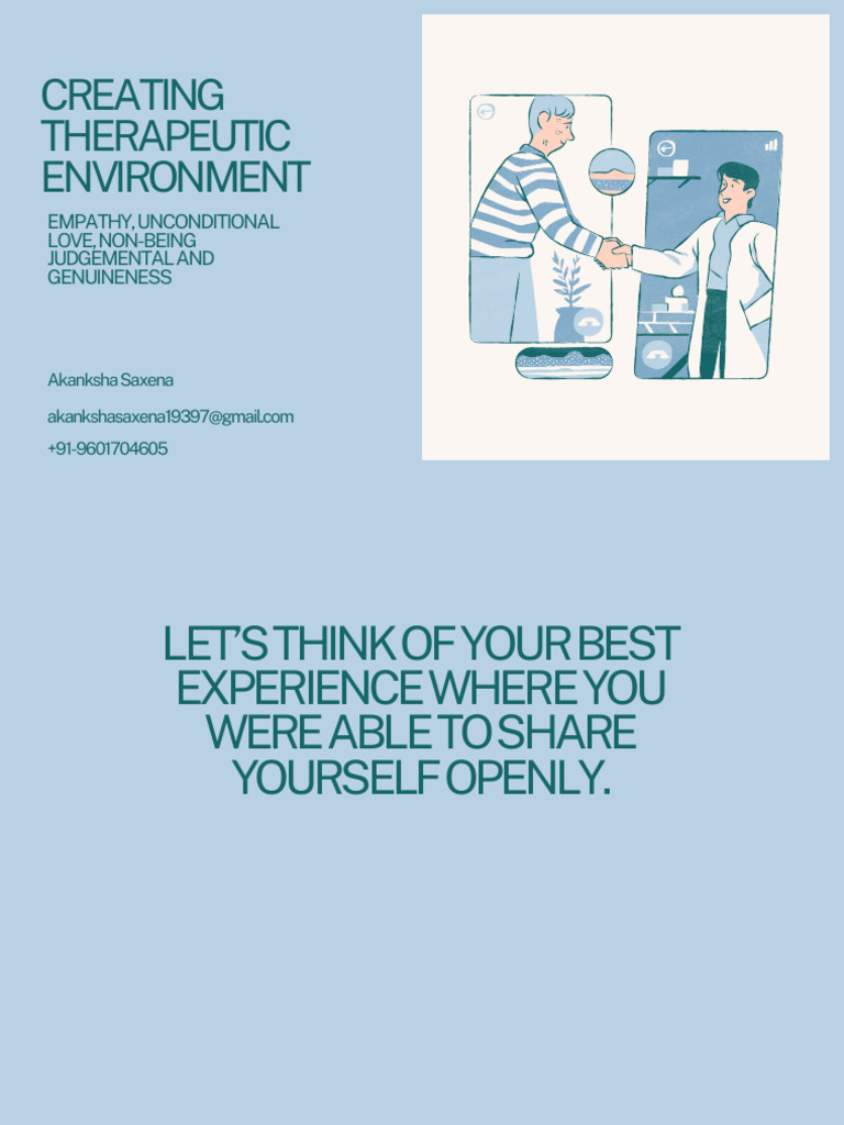 Therapeutic Environment | PDF | Nonverbal Communication | Psychotherapy