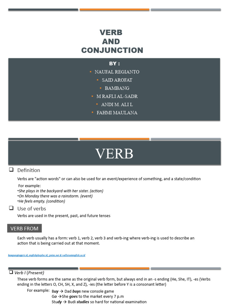 Verb and Conjunction (1) - Rev1 | PDF | Verb | Syntax
