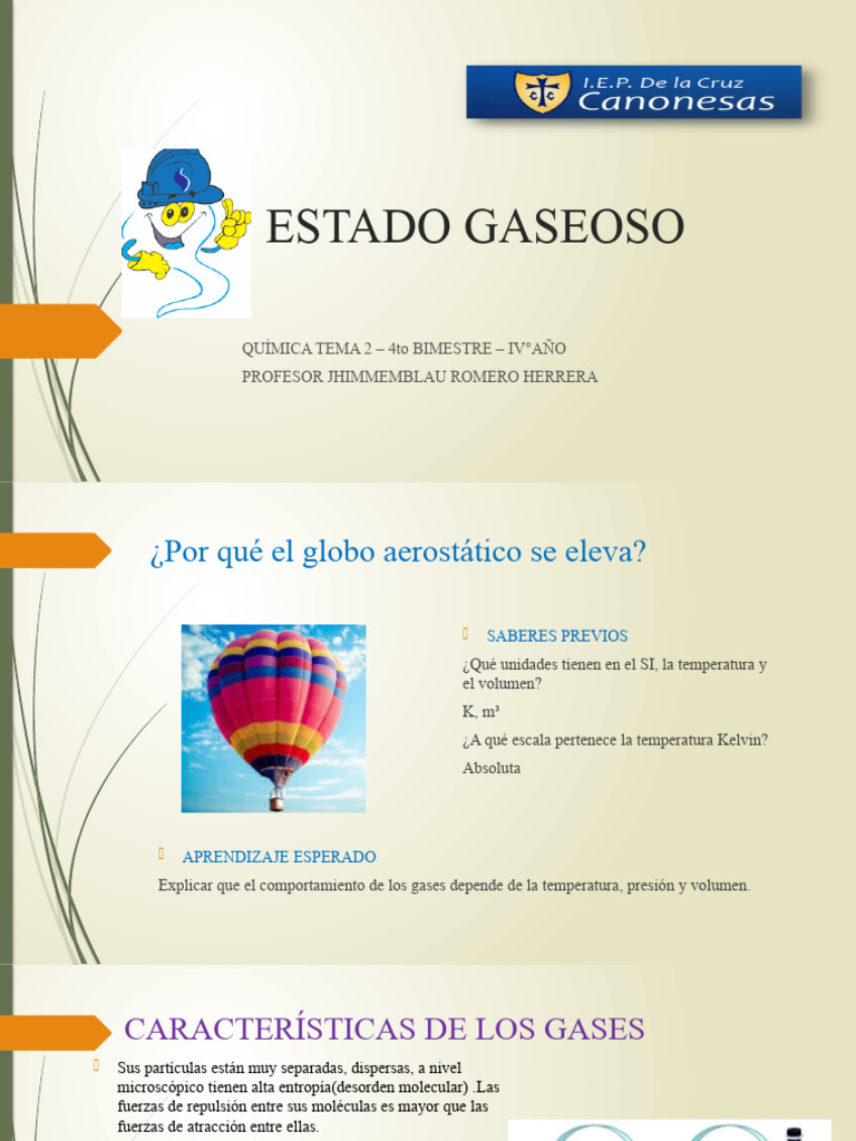 QUÍMICA TEMA 2 - 4to BIMESTRE - ESTADO GASEOSO - IV° AÑO | PDF | Gases ...