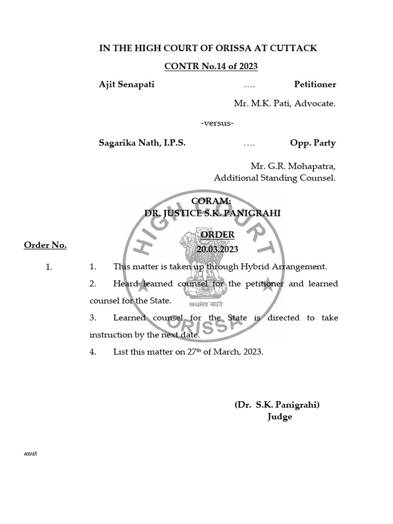 Sagarika Nath vs. Ajit Senapati Case | PDF
