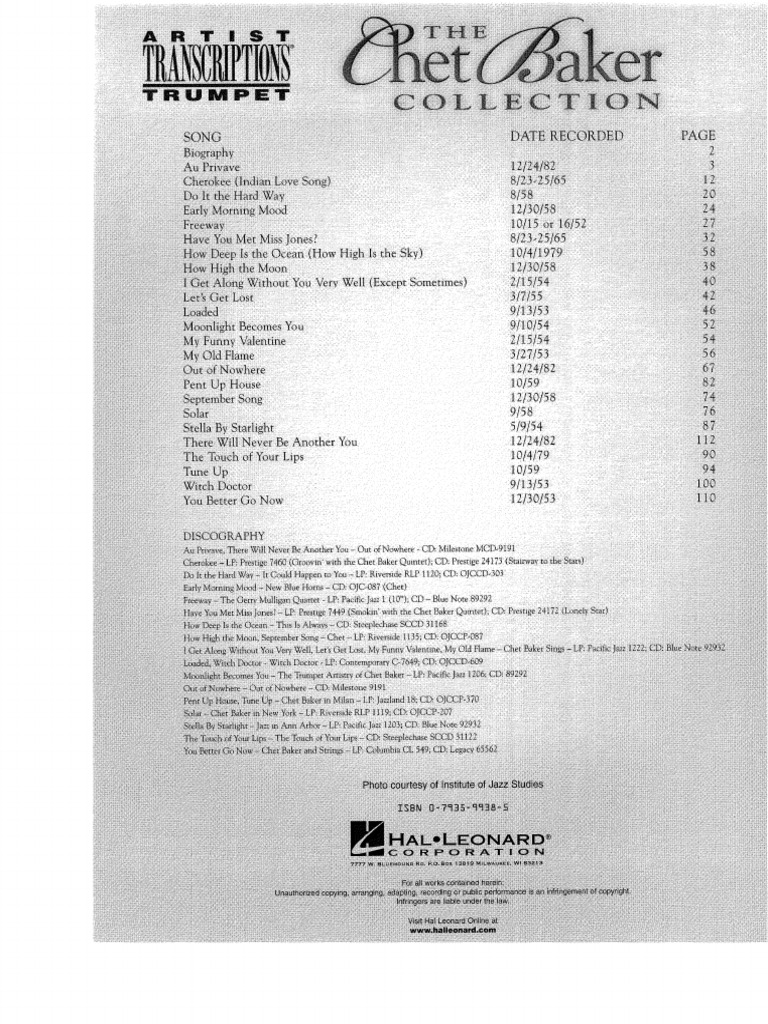Chet Baker Solos | PDF