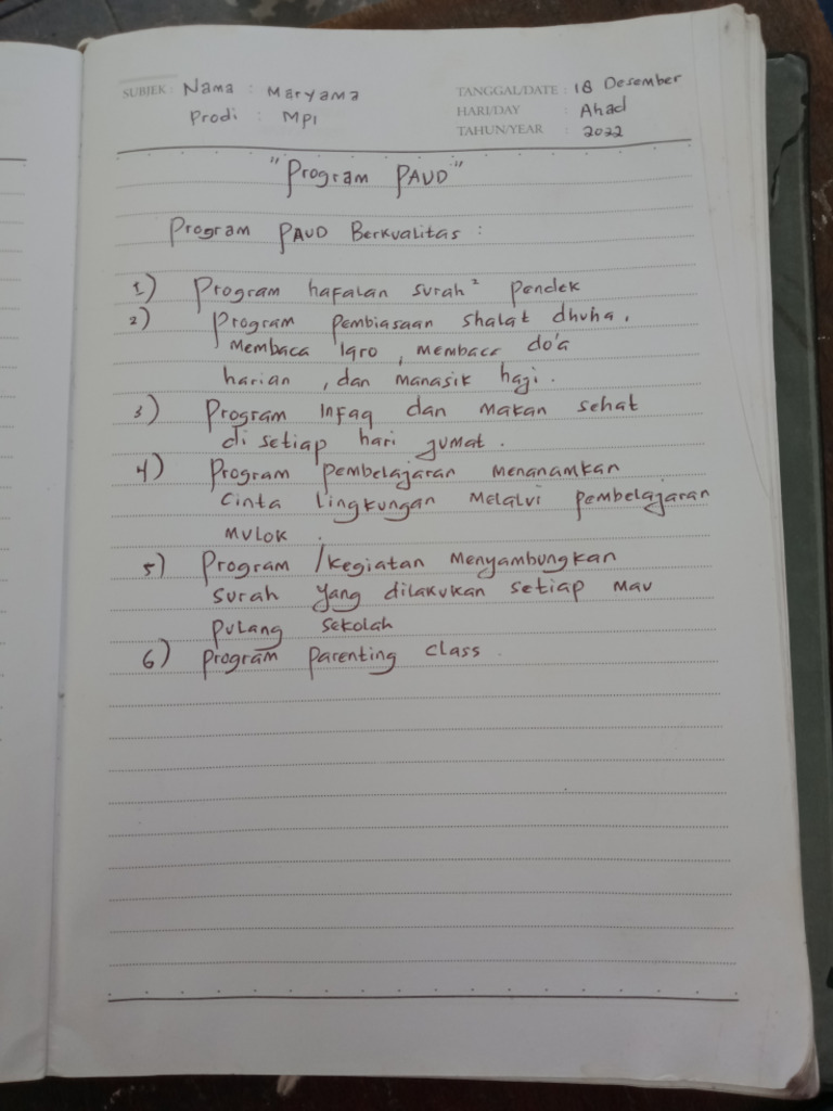 Program Paud Maryama | PDF