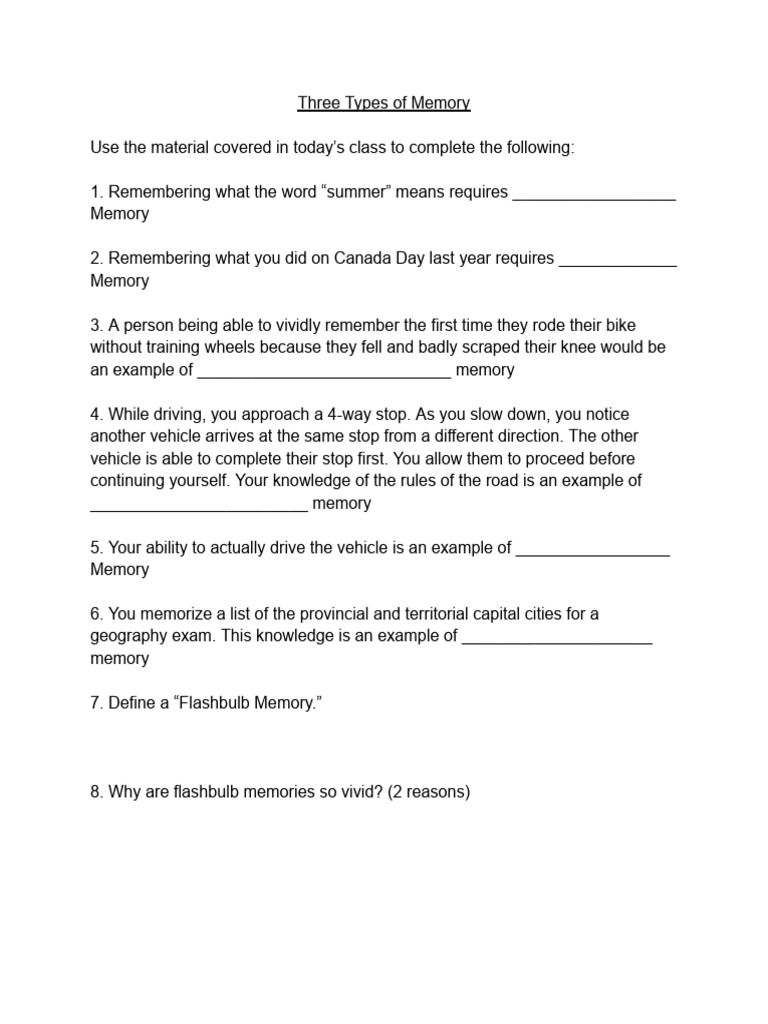 3 Types Of Memory Assignment Pdf