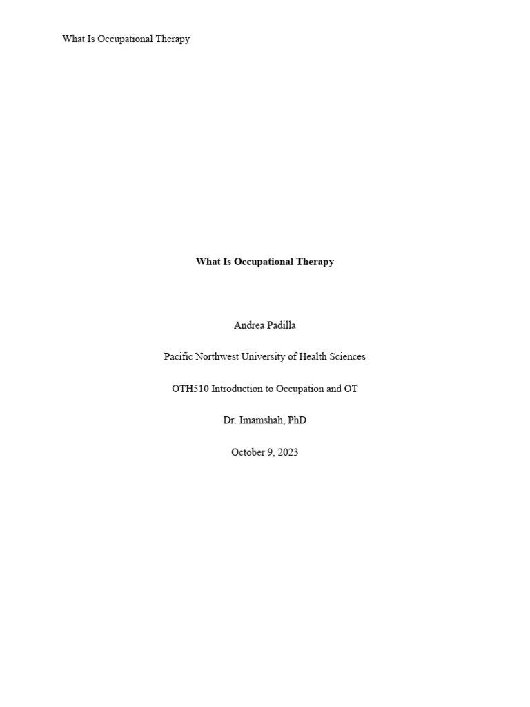 What Is Occupational Therapy Pdf Occupational Therapy Mental Health