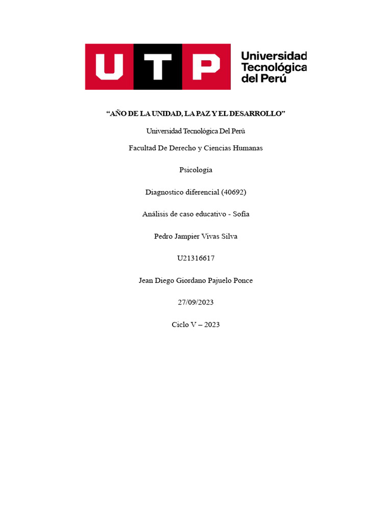 Caso Sofia | PDF | Sicología | Desorden hiperactivo y deficit de atencion
