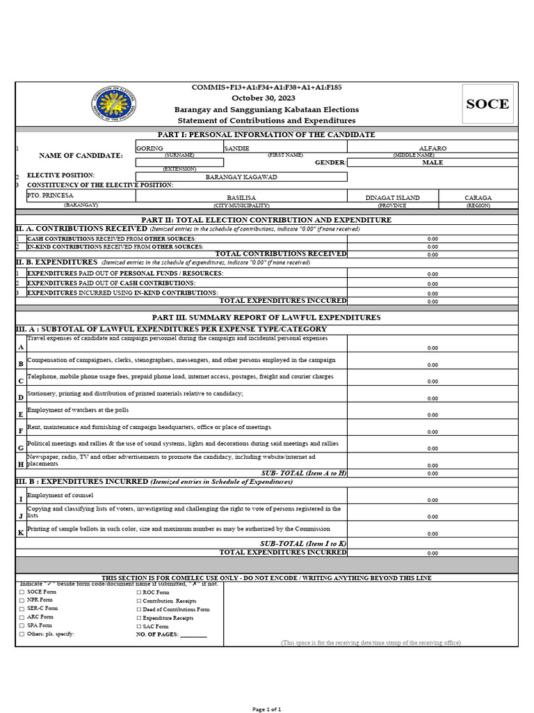 Soce2023bskeforms Form1 | PDF | Expense | Accountability
