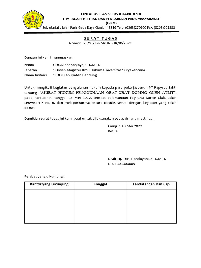 Surat Tugas Iodi | PDF | Ilmu Sosial | Sains & Matematika