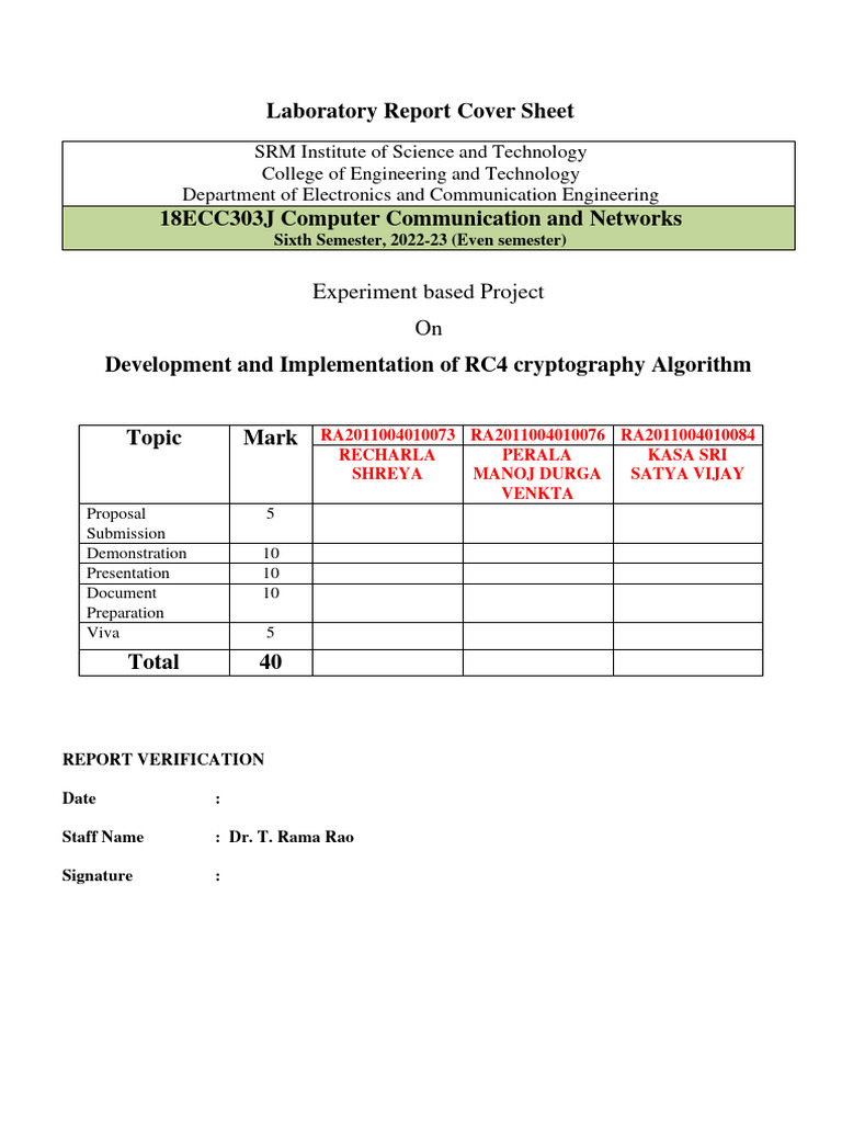 Encryption And Decryption Of Rc4 Pdf Encryption Cryptography