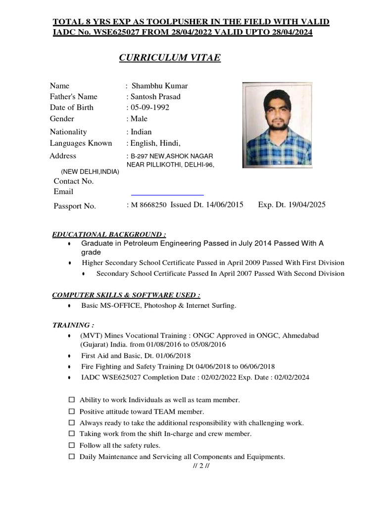 2 Toolpusher - Shambhu Kumar | PDF