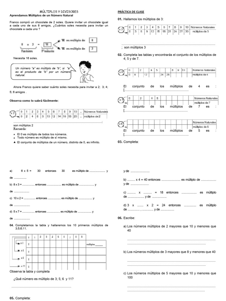 MÚLTIPLOS Y DIVISORES | PDF | Conjunto (Matemáticas) | Aritmética