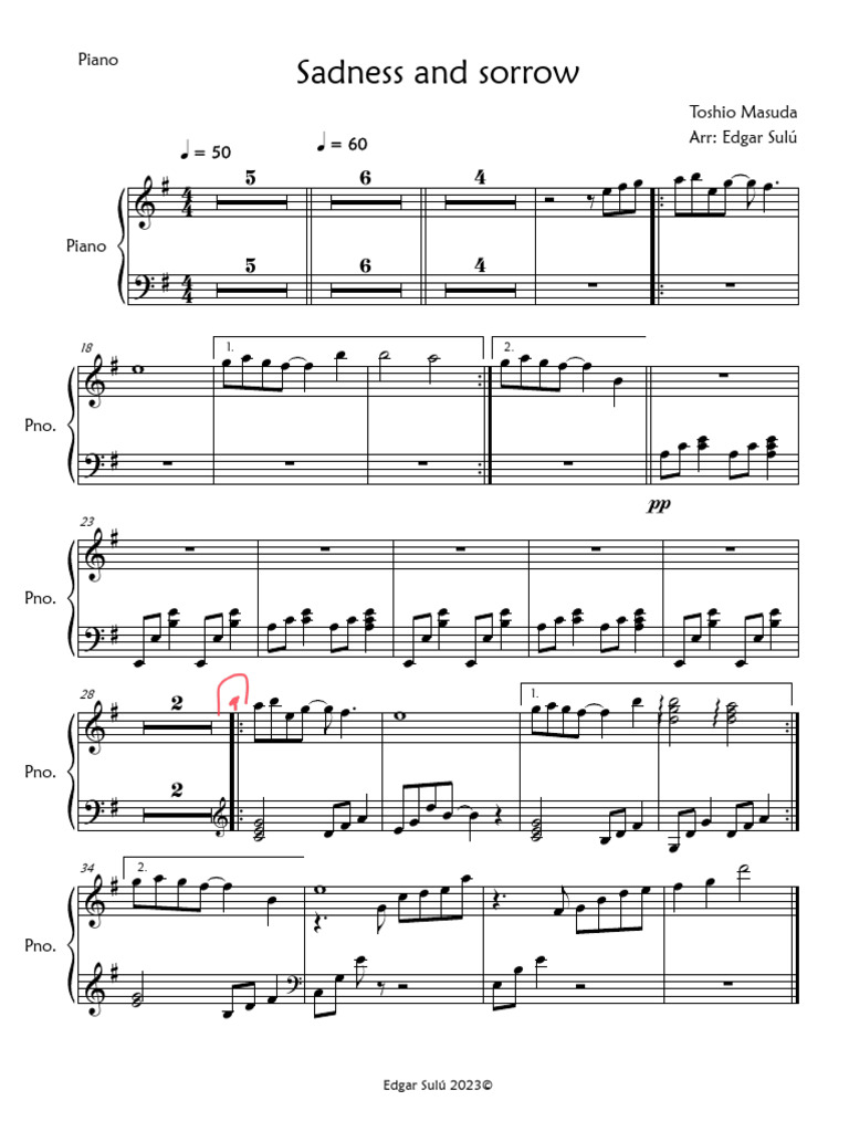 03_Sadness and Sorrow-Piano | PDF