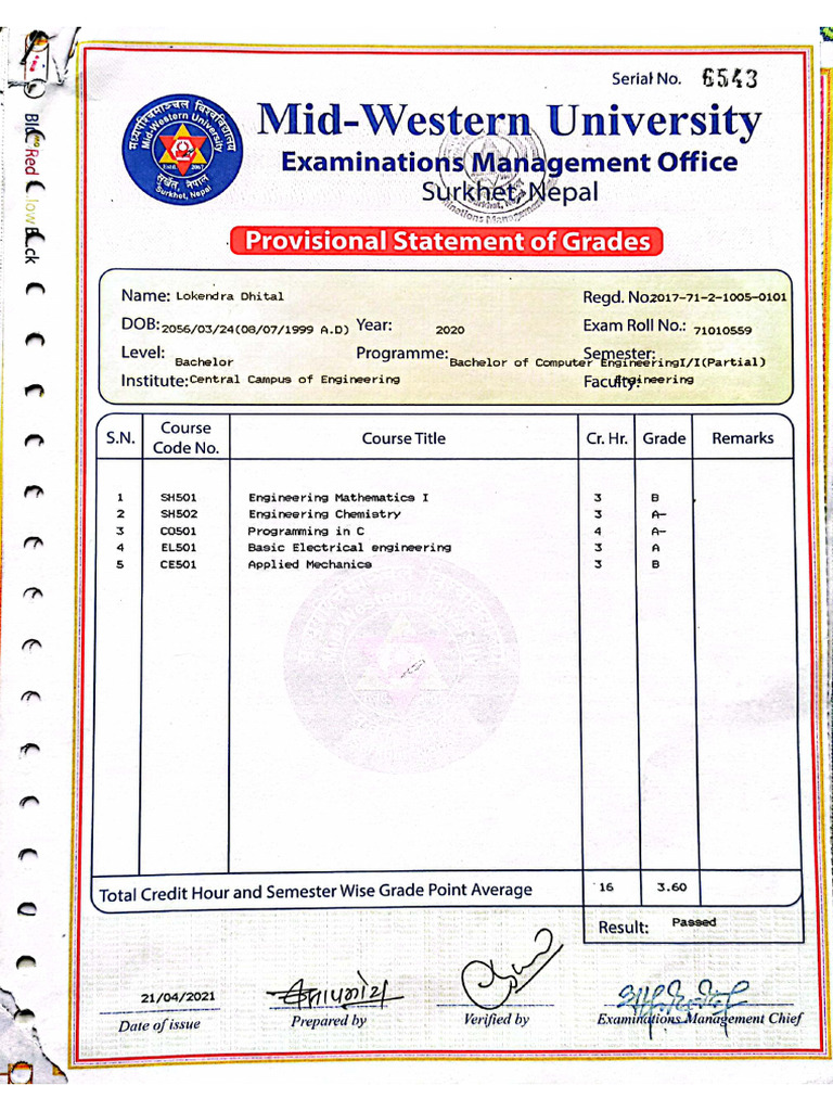 Semester Wise Certificate of Bachelor | PDF