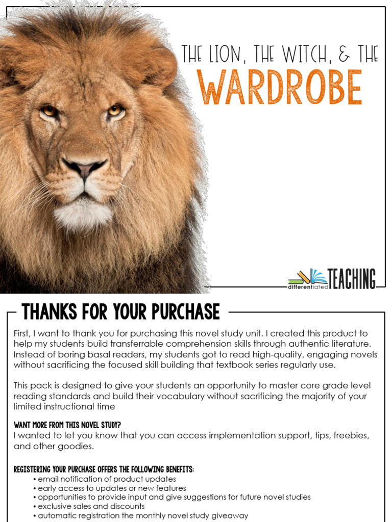 The Lion, The Witch, & The: Wardrobe | PDF | Reading Comprehension | Aslan