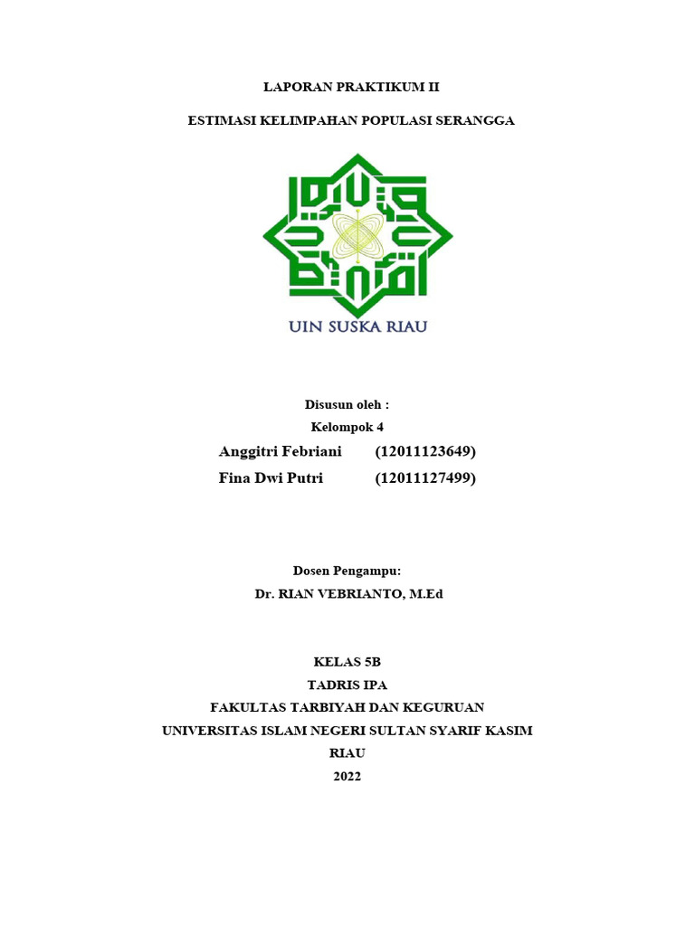 Laporan Praktikum 2 - Kelompok 4. Fina Dwi Putri Dan Anggi Tri | PDF Laporan Praktikum 2 - Kelompok 4. Fina Dwi Putri Dan Anggi Tri | PDF