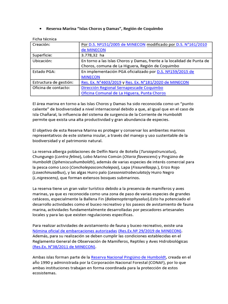Ficha RM Islaschorosdamas | PDF | Entorno natural | Ecología