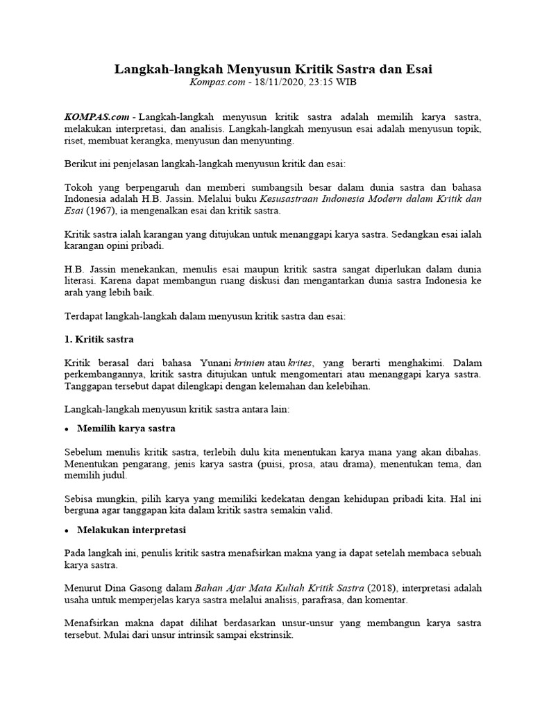 Langkah Langkah Menulis Kritik Dan Esai Pdf