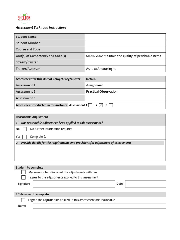 SITXINV002 Assessment 2 - Observations | PDF | Milk | Dairy