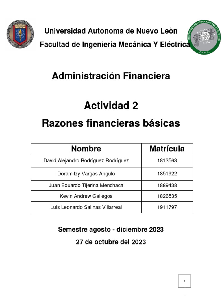 Actividad 2 | PDF | Ratio financiero | Business