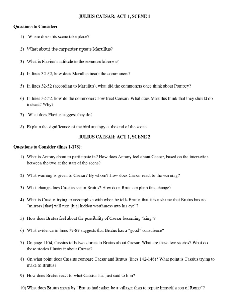 julius_caesar-_act_1_questions | PDF | Julius Caesar | Roman Republic
