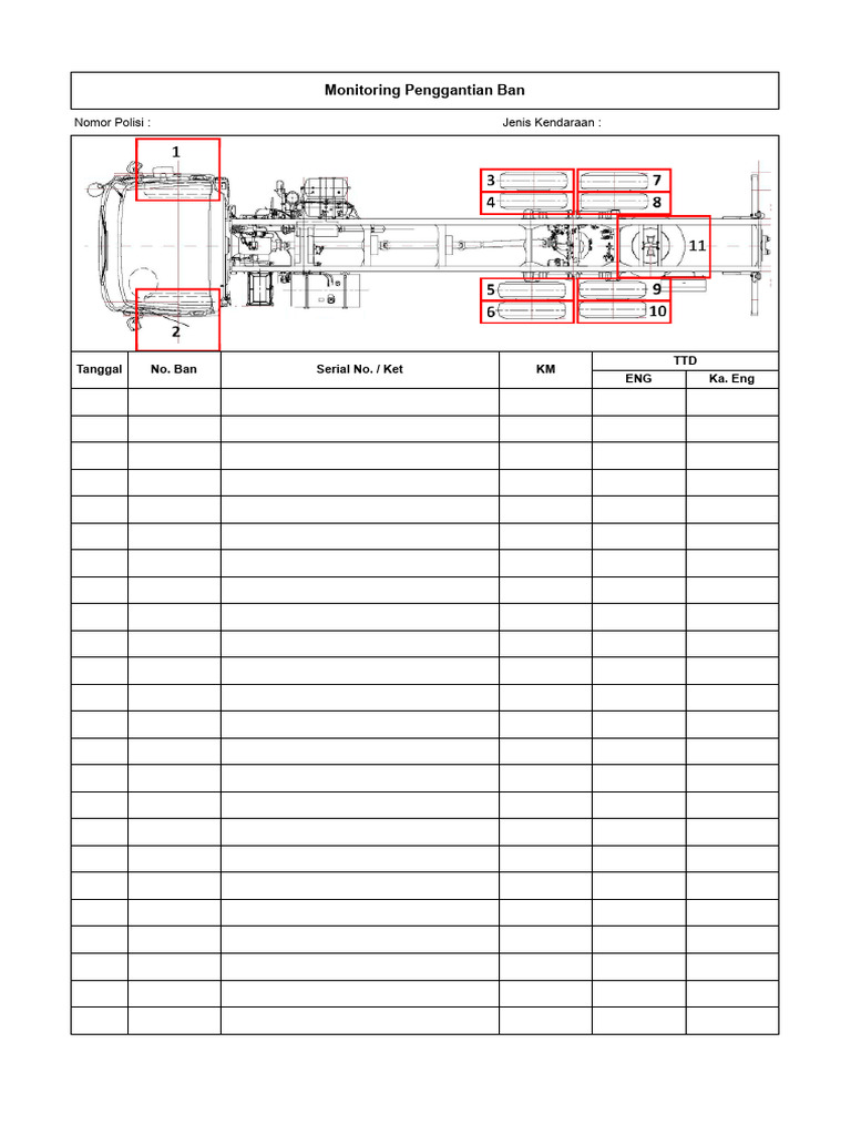 Template Checklist Service Kendaraan - Hino | PDF