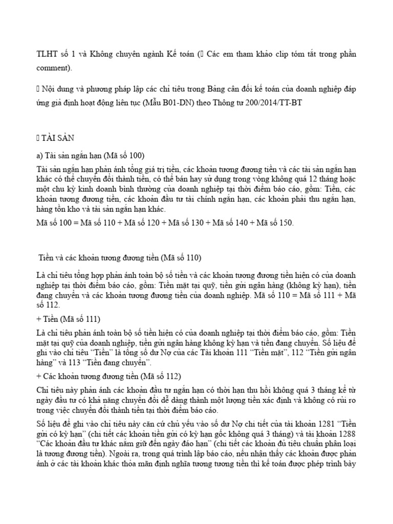 TLHT số 1 và Không chuyên ngành Kế toán | PDF