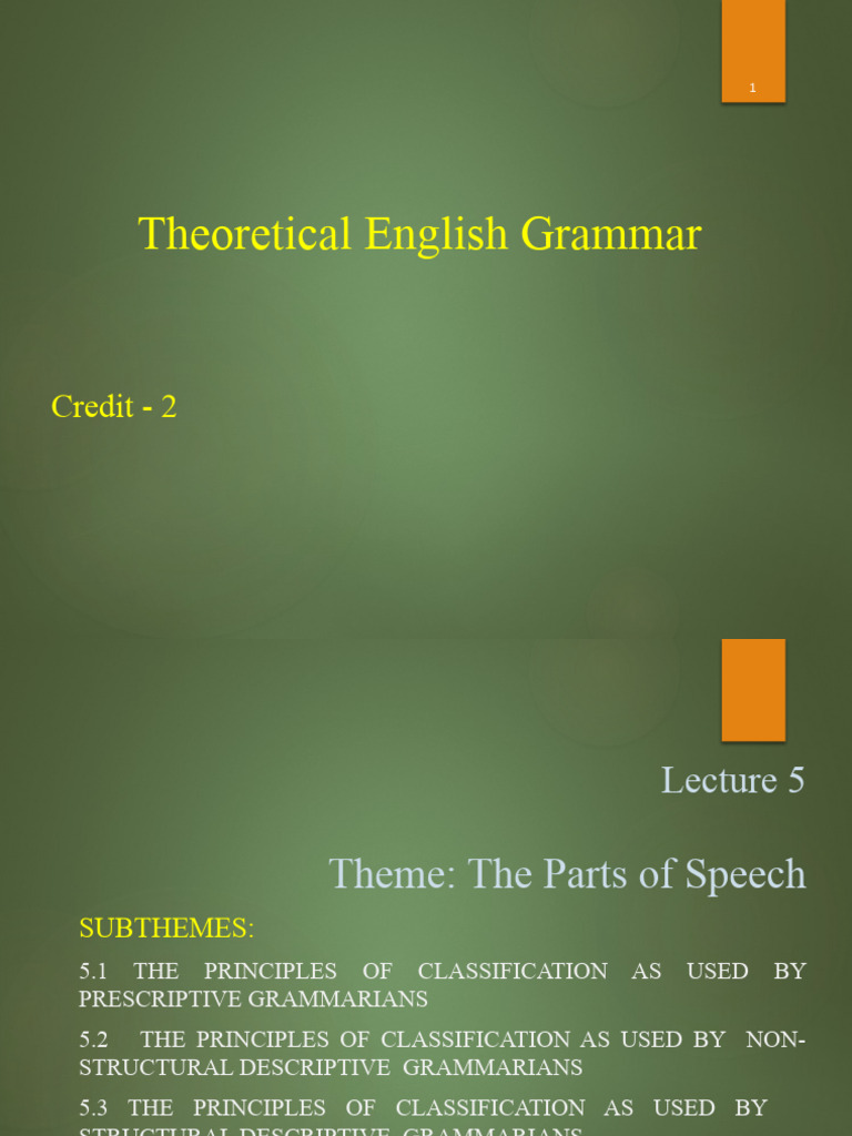 Theoretical Grammar 5 | PDF | Part Of Speech | Word