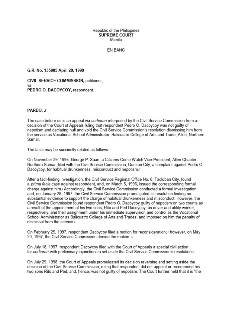 CSC vs. Dacoycoy | PDF | Appeal | Civil Service