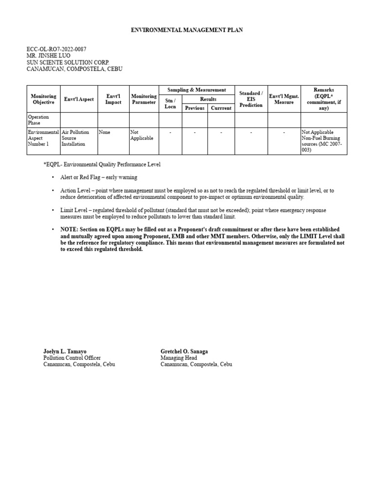 Environmental Management Plan Overview | PDF | Earth Sciences | Natural ...