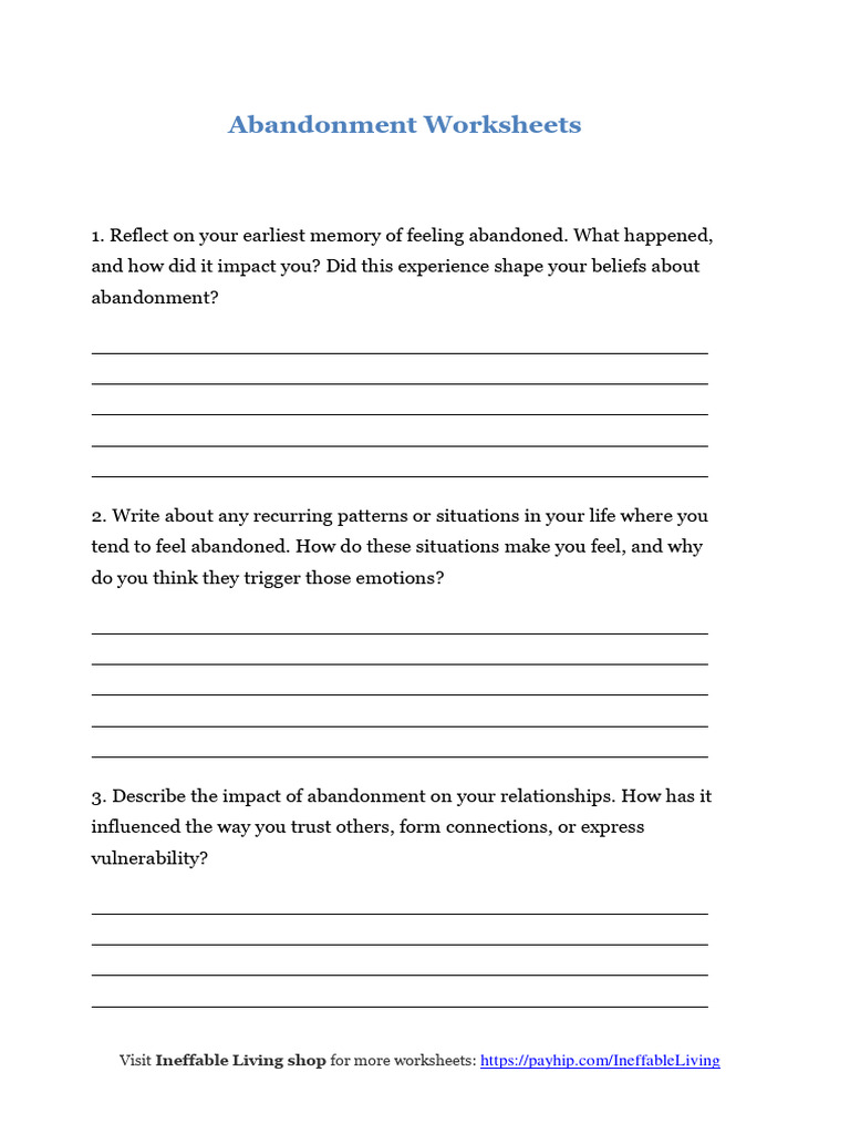Abandonment Worksheets PDF | PDF