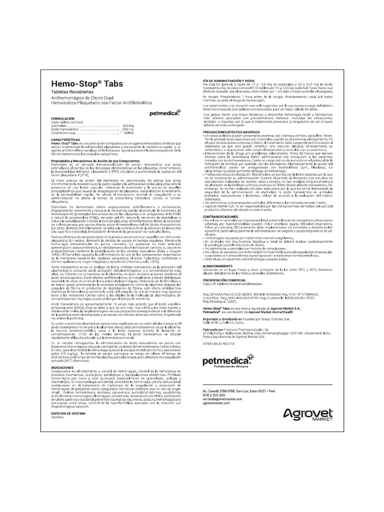 Hemo Stop Tabs Inserto v41122 1 | PDF