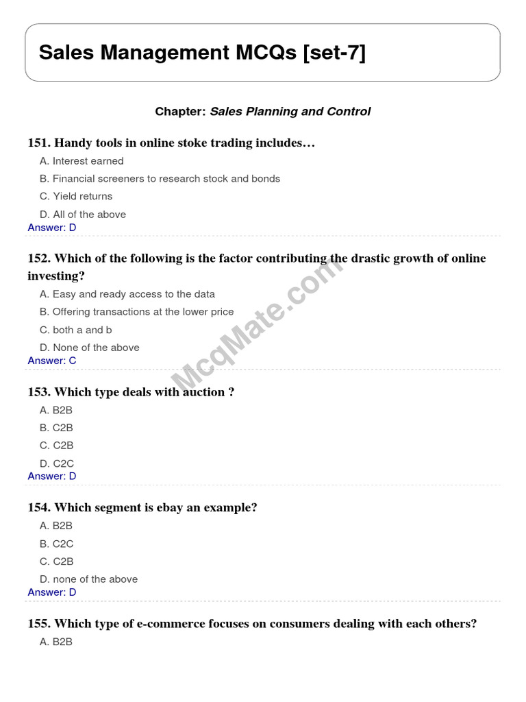 Sales Management Set 7 | PDF | Sales | Private Sector