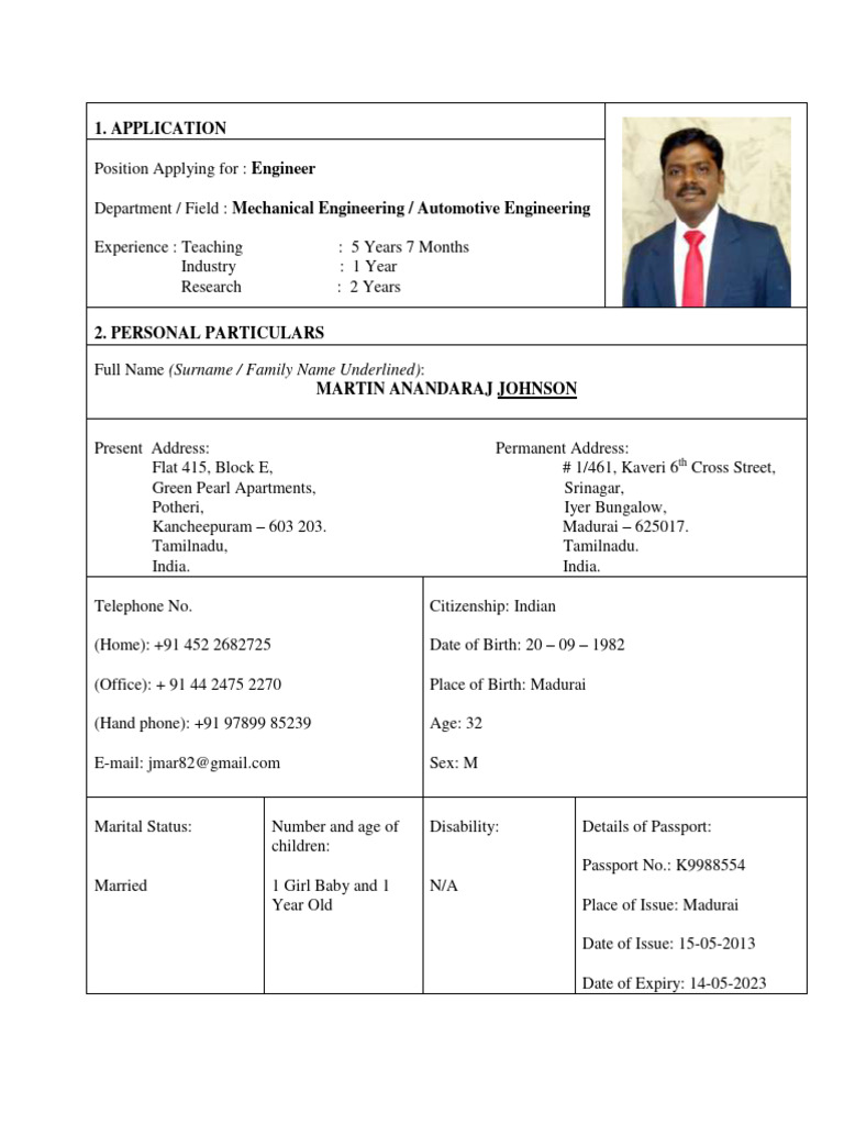 CV (Martin A Johnson) | PDF | Engines | Car