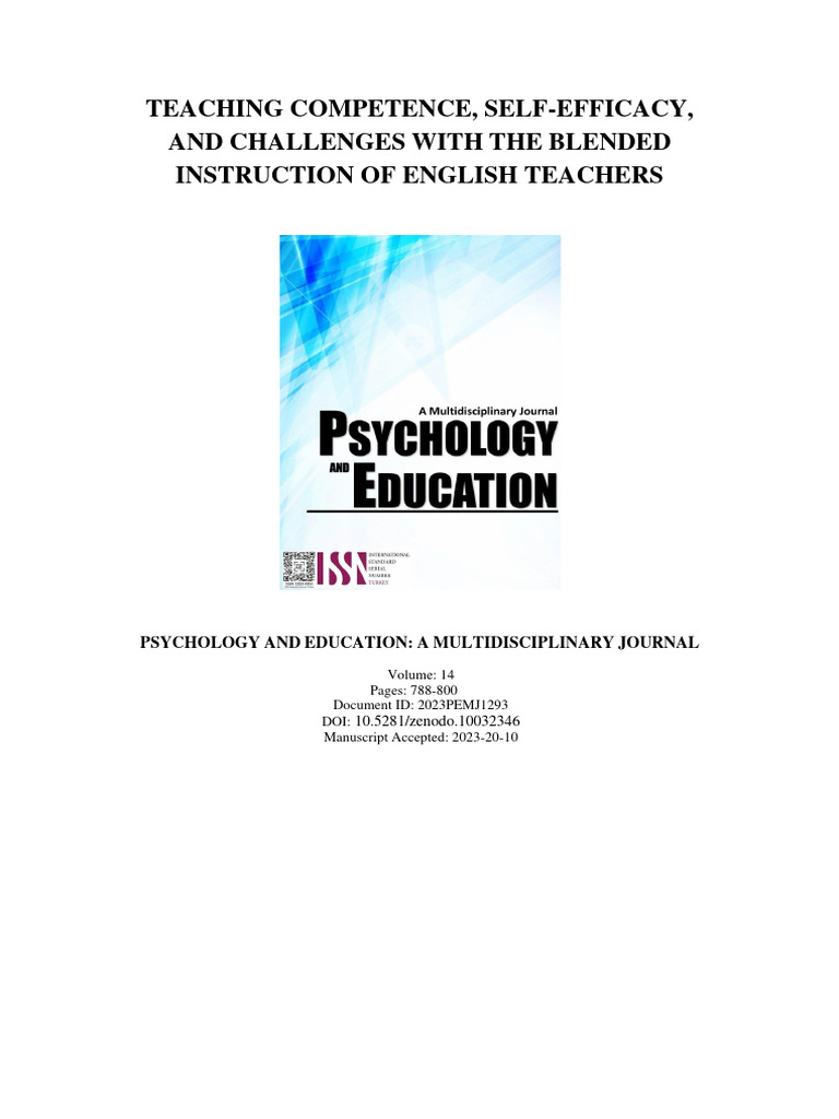 Teaching Competence, Self-Efficacy, and Challenges with the Blended Instruction of English ...