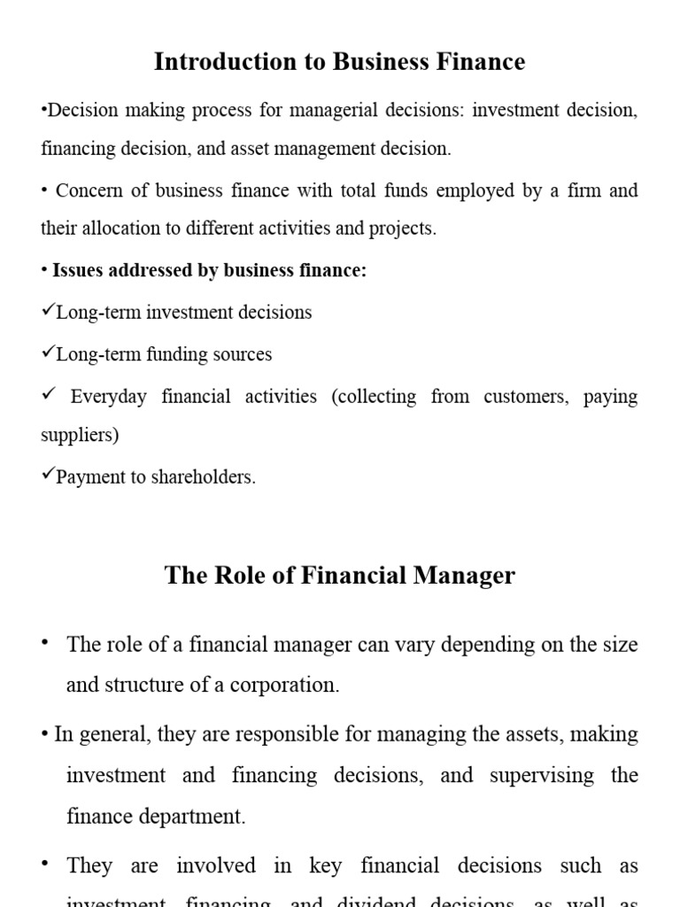 Introduction To Business Finance | PDF | Financial Capital | Investing