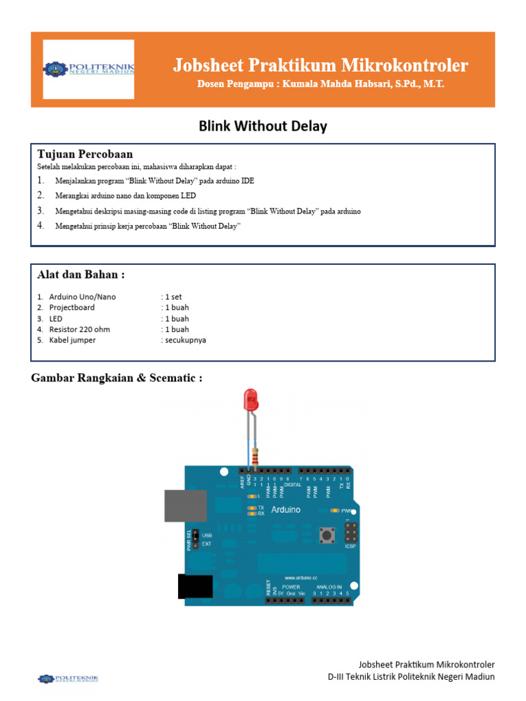 Jobsheet - Blink Without Delay | PDF | Komputer
