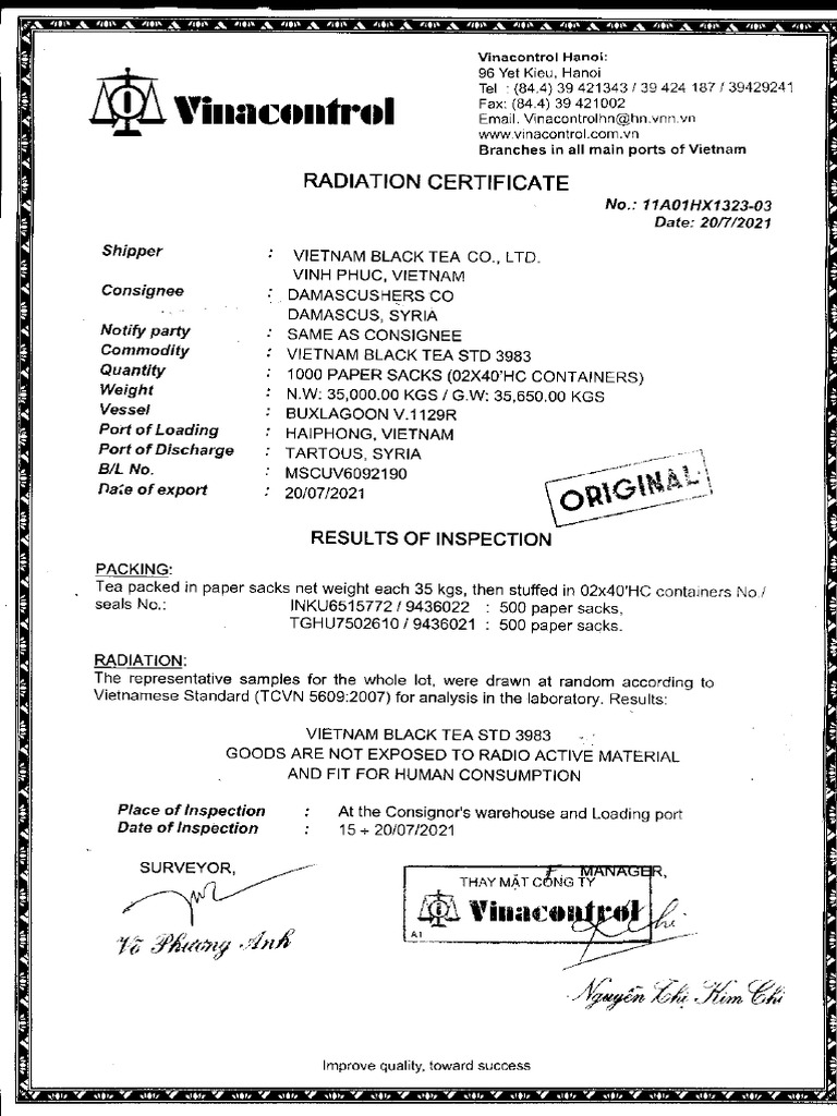 Radiation Cert 072021 | PDF