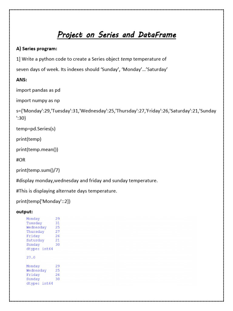 Raj Series and Dataframe | PDF | Software Engineering | Computer Science